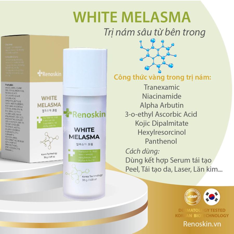 White Melasma Renoskin: Giải pháp cho da nám, tàn nhang, thâm sạm